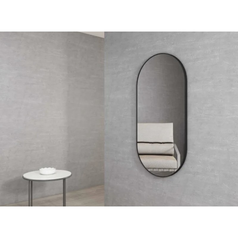 OVAL BLACK FRAME MIRROR 1200X600MM